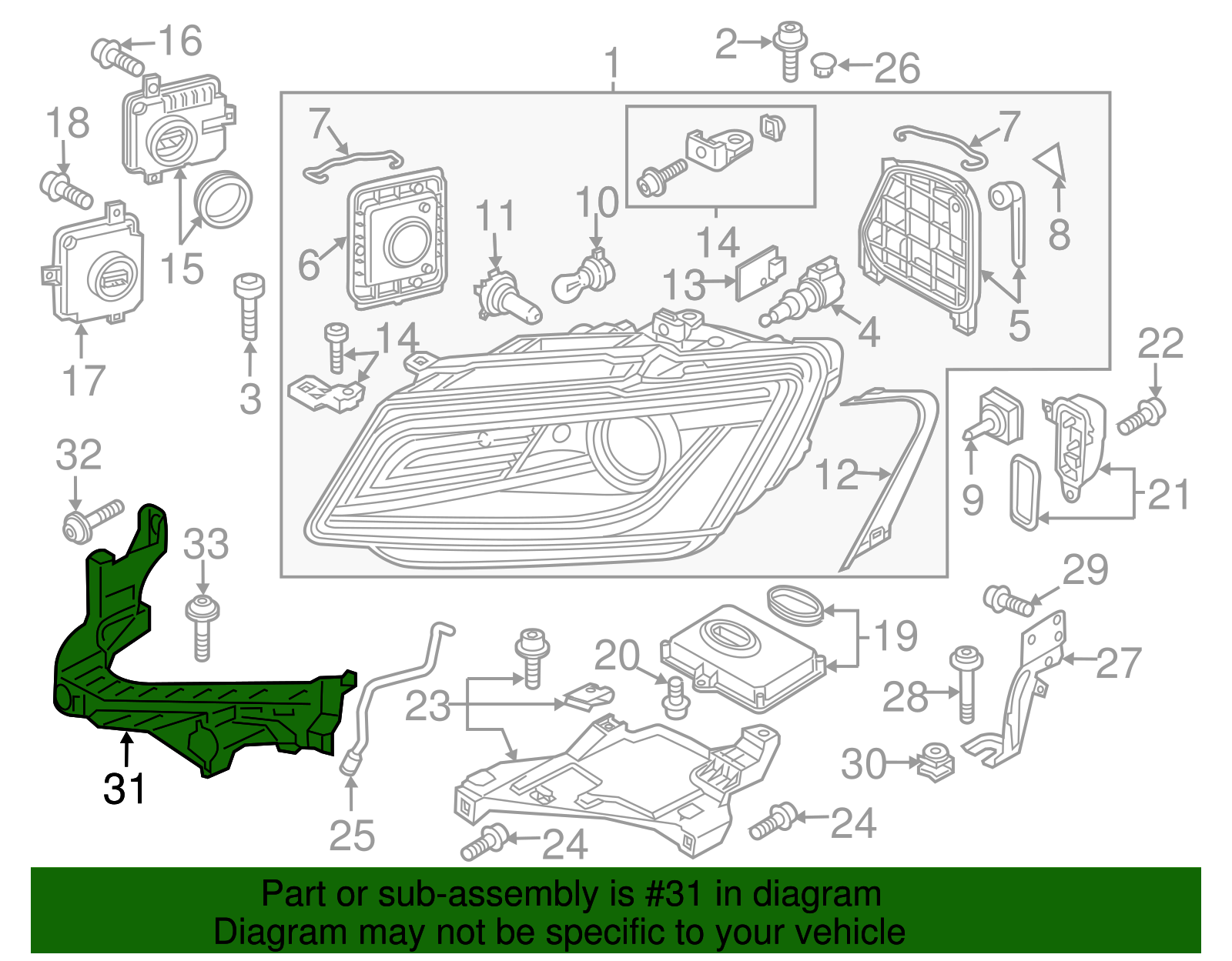 2009-2017 Audi Headlamp Mounting 8R0-805-608-B | OEM Parts Online