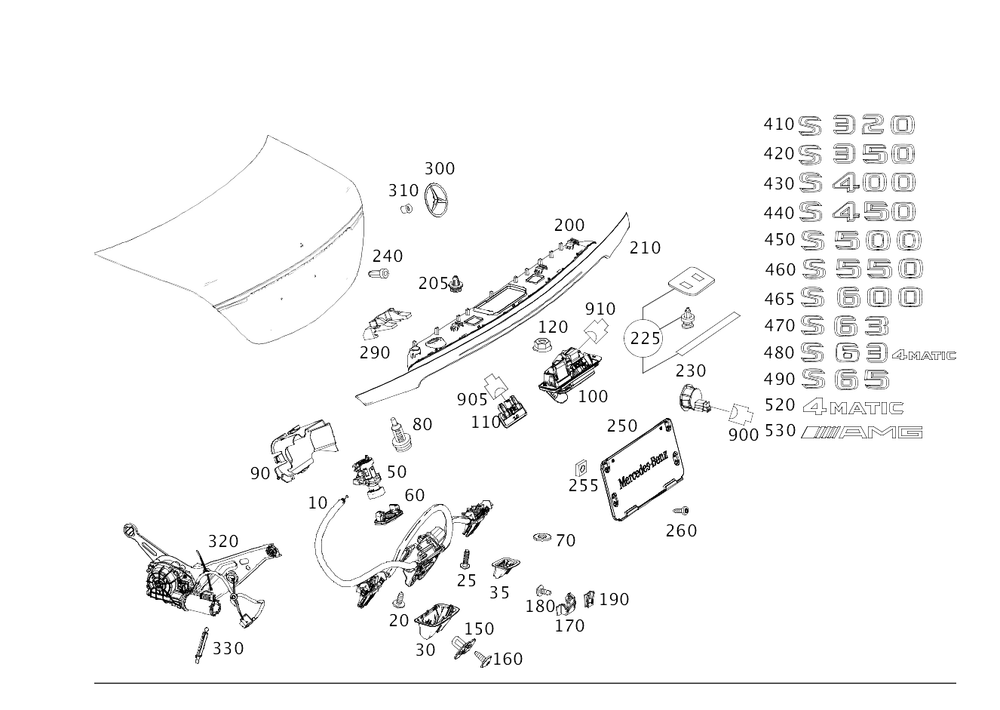 222-817-00-15 - Parts Kit, Model Badge 2014-2017 Mercedes-Benz S63 AMG ...
