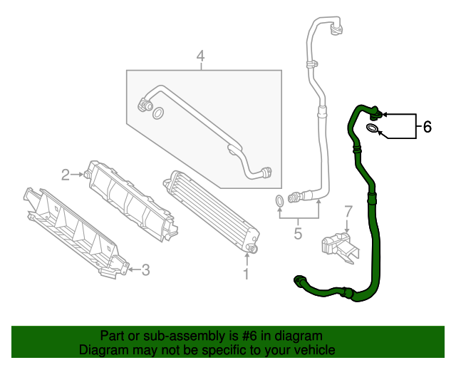 222-500-07-00-64 - Engine Oil Cooler Line 2015-2020 Mercedes-Benz ...