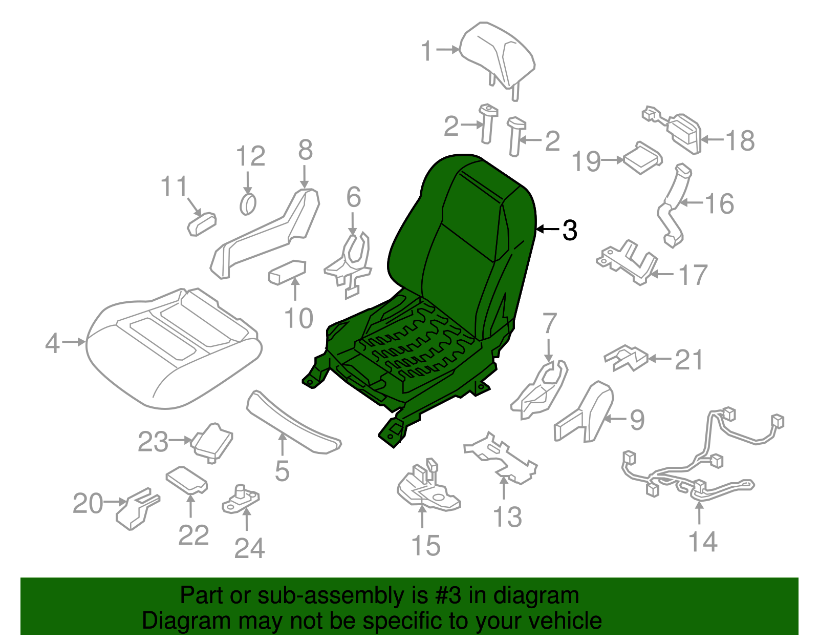 2023 Nissan Maxima Seat Back Assembly 87601-9DM8A | Temecula Nissan Parts