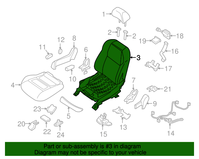 2016 Nissan Maxima Seat Back Assembly 87601-4RC0A | My Nissan Part