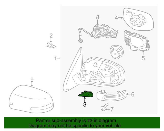 2014-2022 Mitsubishi Door Mirror Trim Ring 7632B623 | Mitsubishi Parts ...