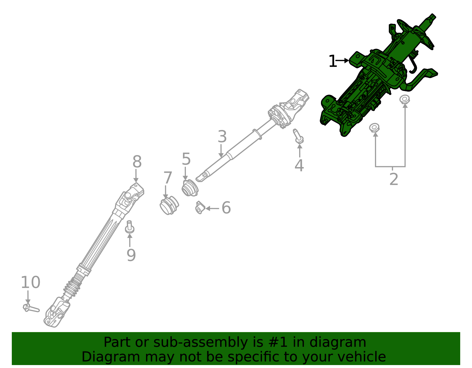 Genuine OEM Ford Part - Steering Column P1MZ-3C529-C | Genuine OEM Ford ...