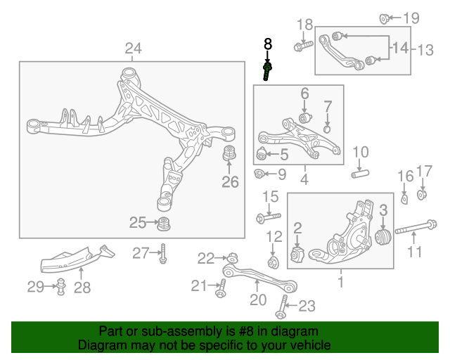 2008-2018 Audi Lower Control Arm Mount Bolt WHT-002-479 | Genuine Audi ...