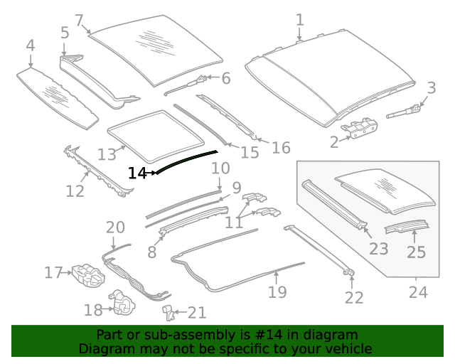 2015-2021 Mercedes-Benz Sunroof Glass Seal 205-783-03-96 ...