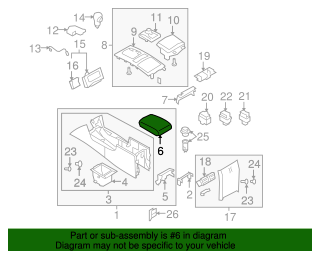 96920-6WY0B - Console Lid 2015-2017 Infiniti QX70 | AutoNationParts.com