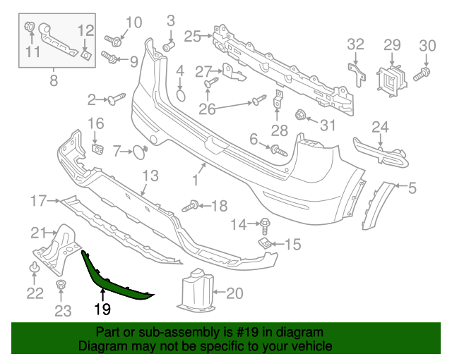 2017-2019 Kia Niro OEM NEW 2017-2019 Kia Niro Piece-Rear Bumper Side ...