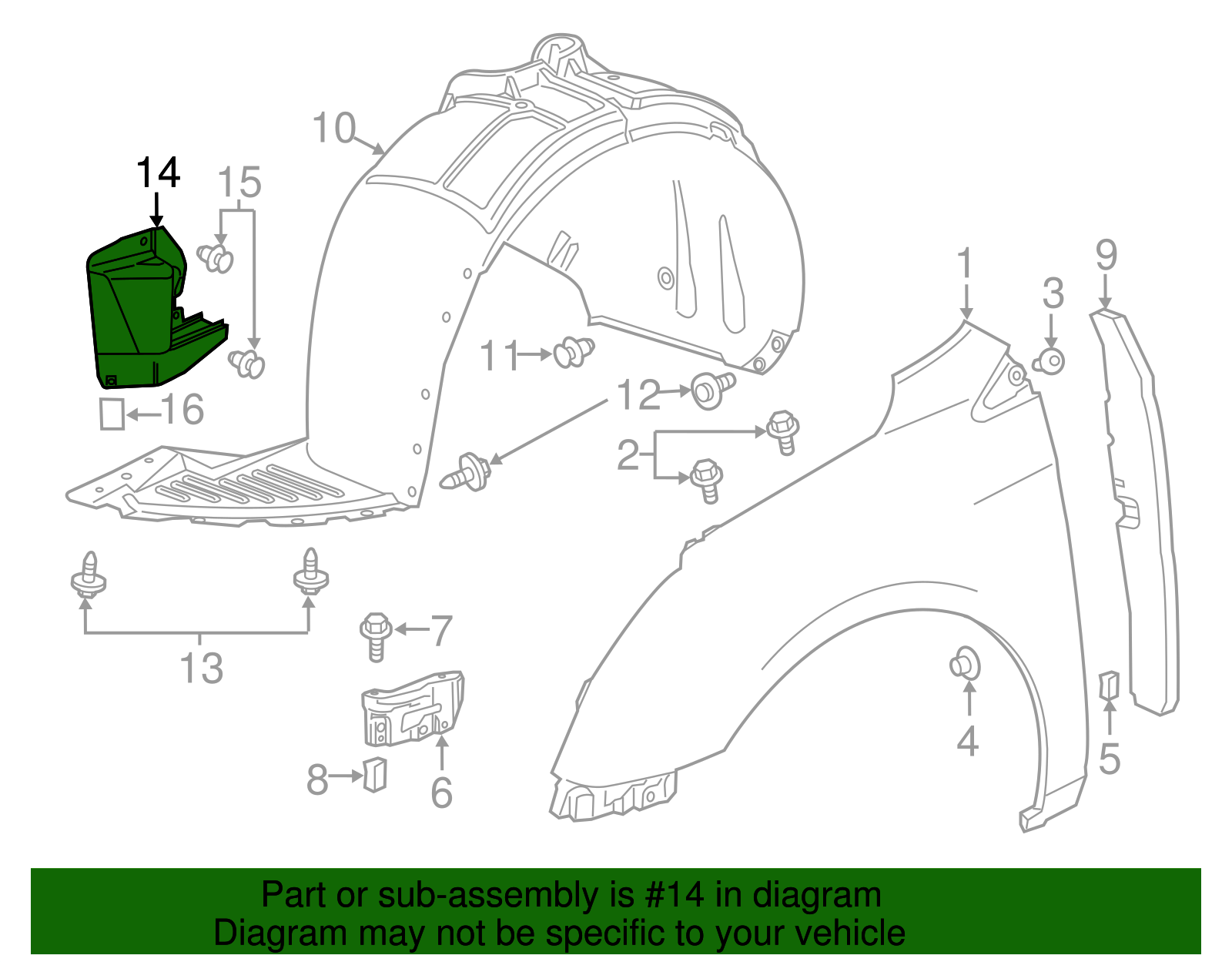23254570 - Front Wheelhouse Splash Shield 2013-2019 Cadillac XTS ...