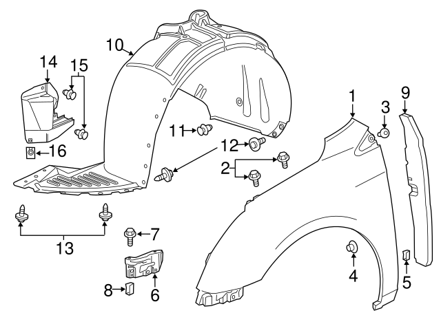 2013-2017 Cadillac XTS Front Driver Side Fender Front Lower Bracket ...