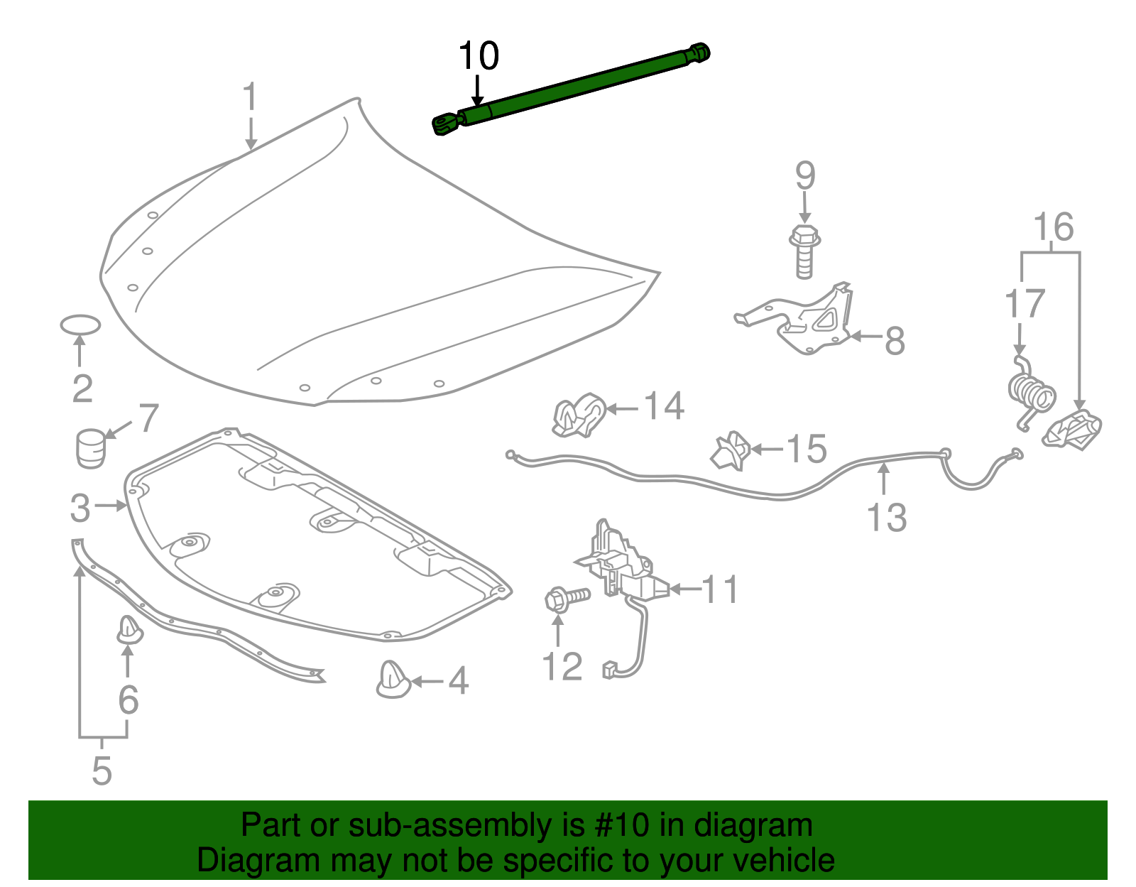 2012-2018 Toyota Hood Lift Support (Left) 53450-06081 | OEM Parts Online