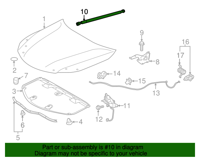 53440-06091 - Hood Lift Support (Right) - 2012-2018 Toyota | OEM ...