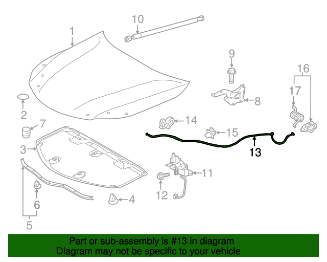 53630-06150 - Release Cable - 2012-2018 Toyota | OEM Genuine Parts