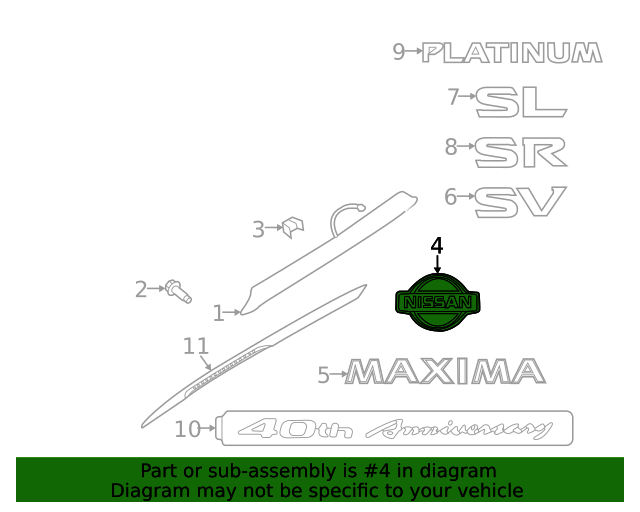 84890-9DL0A - Emblem 2023 Nissan Maxima | Nissan Parts & Accessories Online