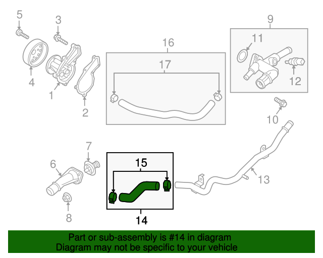 25480-2E010 - Engine Coolant Hose 2016-2021 Hyundai Tucson ...