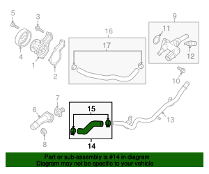 25480-2E010 - Engine Coolant Hose 2016-2021 Hyundai Tucson ...