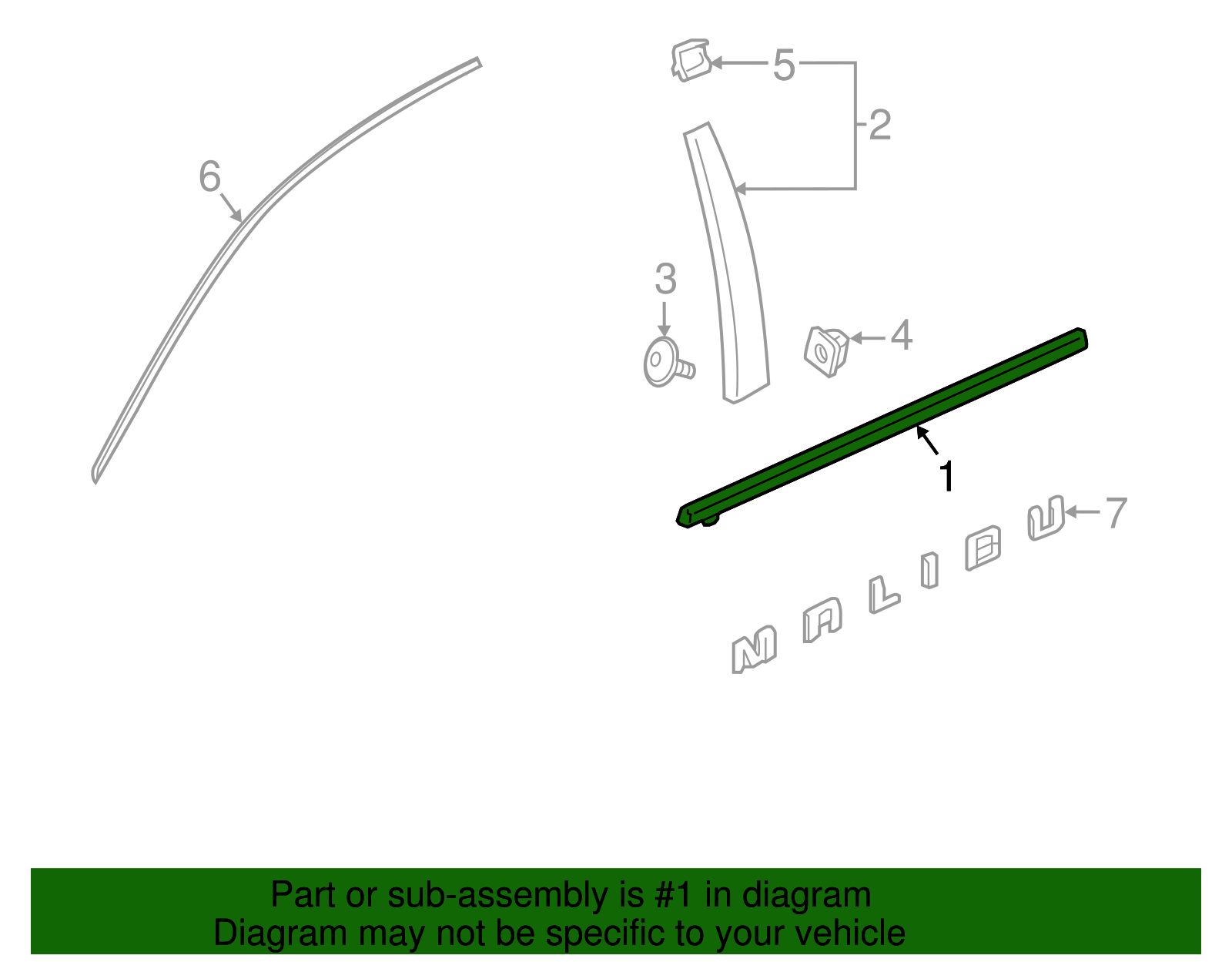 2016-2024 Chevrolet Malibu F Molding 84205390 GM | GMPartsDirect.com