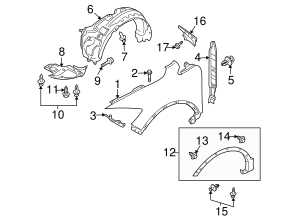2007-2015 Mazda CX-9 Fender Front Bracket - Driver's Side (LH) TD11-52 ...