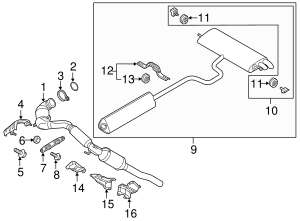 2016-2018 Audi A3 Sportback e-tron Converter & Pipe Clamp 5Q0-253-725-H ...