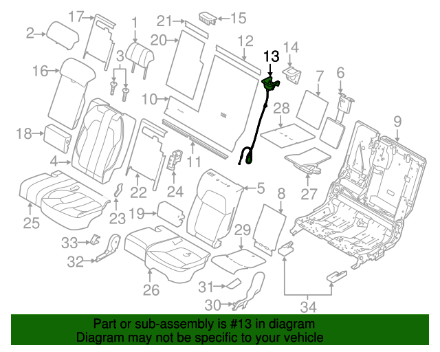 Genuine Folding Seat Latch for 2014-2017 Land Rover Range Rover Sport ...