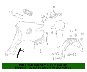 Genuine Toyota Quarter Panel Protector part# 58747-06130 for 2018-2025 ...