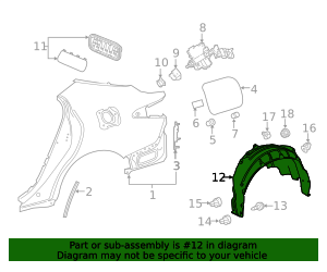 Genuine Toyota Wheelhouse Liner part# 65637-06300 for 2018-2024 Toyota ...