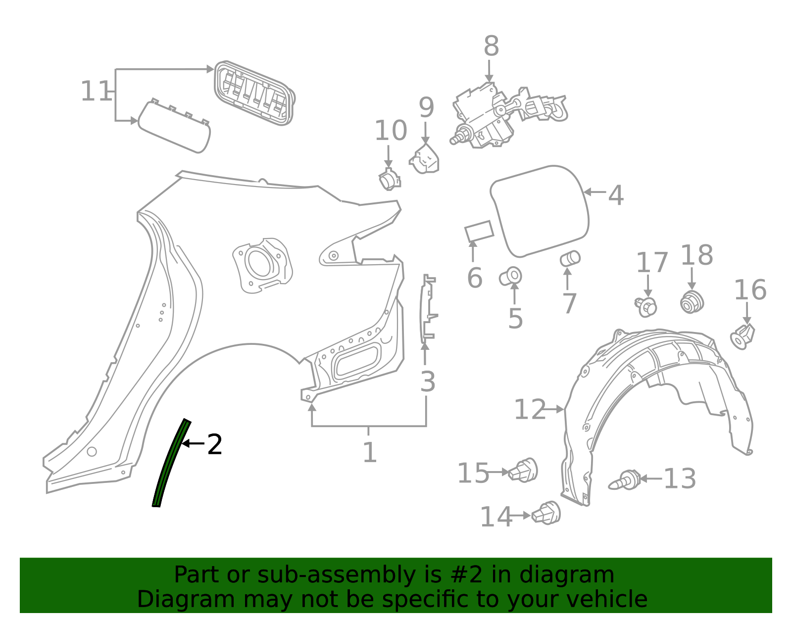 Genuine Toyota Quarter Panel Protector part# 58748-06130 for 2018-2025 ...