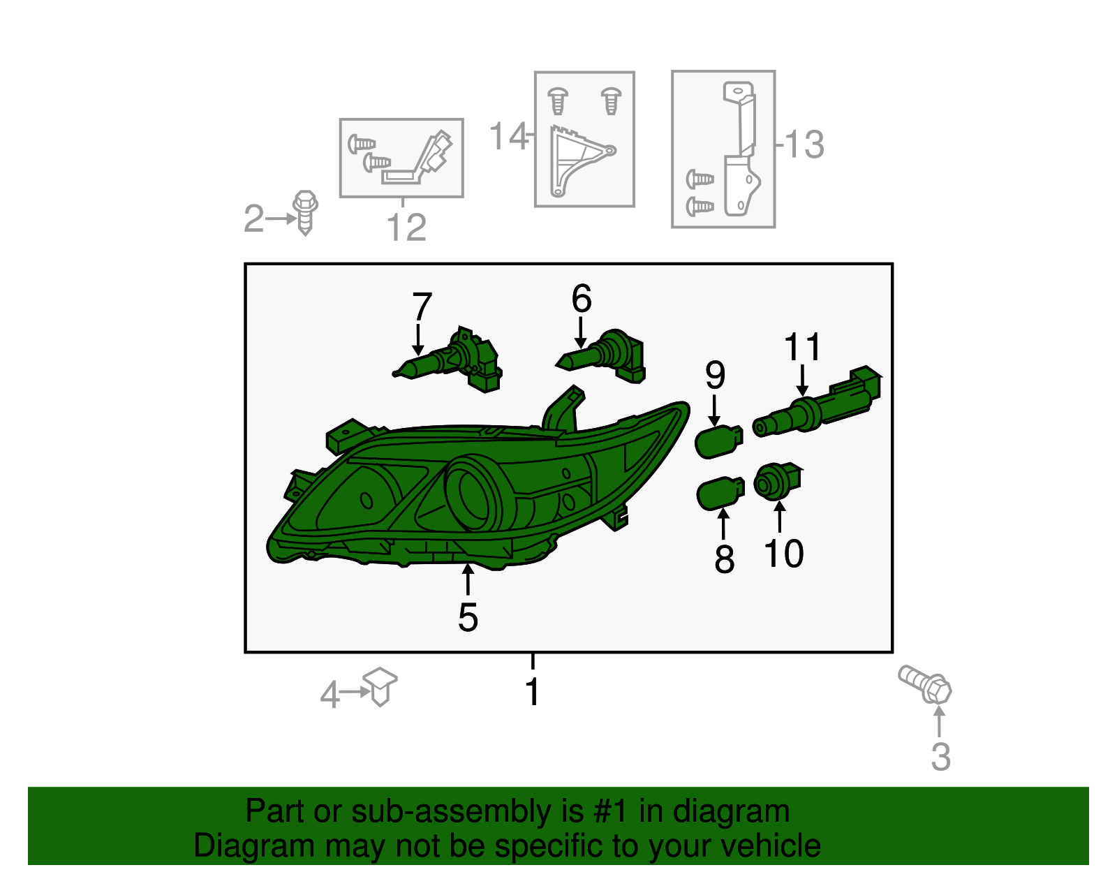 2009-2011 Toyota Camry Headlamp Assembly - PASSENGER SIDE 81110-06500 ...