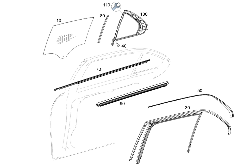 1677352600 - Side Window Pane, Tinted 2021-2024 Mercedes-Benz ...