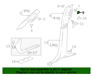 2024 GM Upper Center Pillar Trim Cover 84726642 GM | GMPartsDirect.com