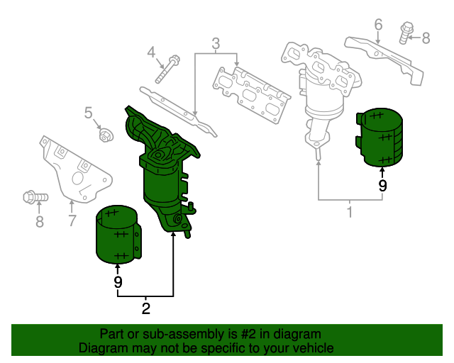 DA8Z-5G232-C - Catalytic Converter With Integrated Exhaust Manifold ...
