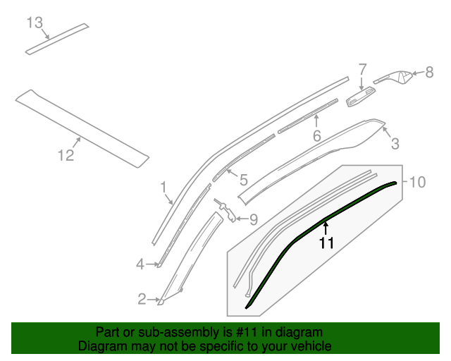 51767288982 - 2014-2021 BMW Roof Rail Strip (51-76-7-288-982) | BMW of ...