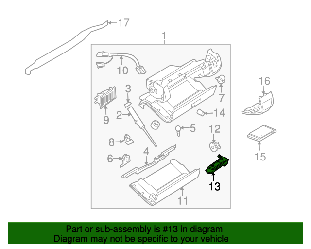2005-2013 Porsche Glove Box Handle 997-552-362-01-8W7 | Porsche Marin
