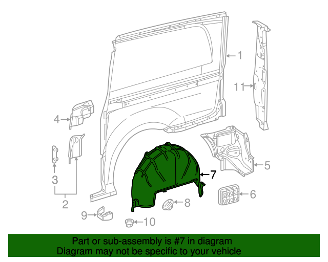 447-684-06-77 - Wheelhouse Liner 2016-2020 Mercedes-Benz Metris ...
