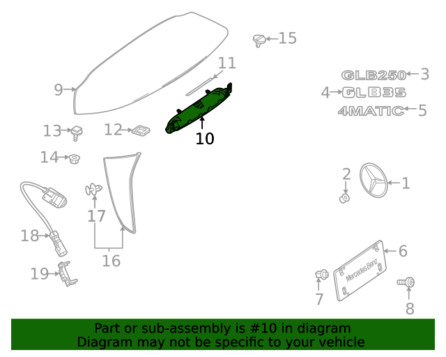 Genuine OEM Rear Spoiler Mount | 247-793-01-88 | Fits Select 2020-2023 ...