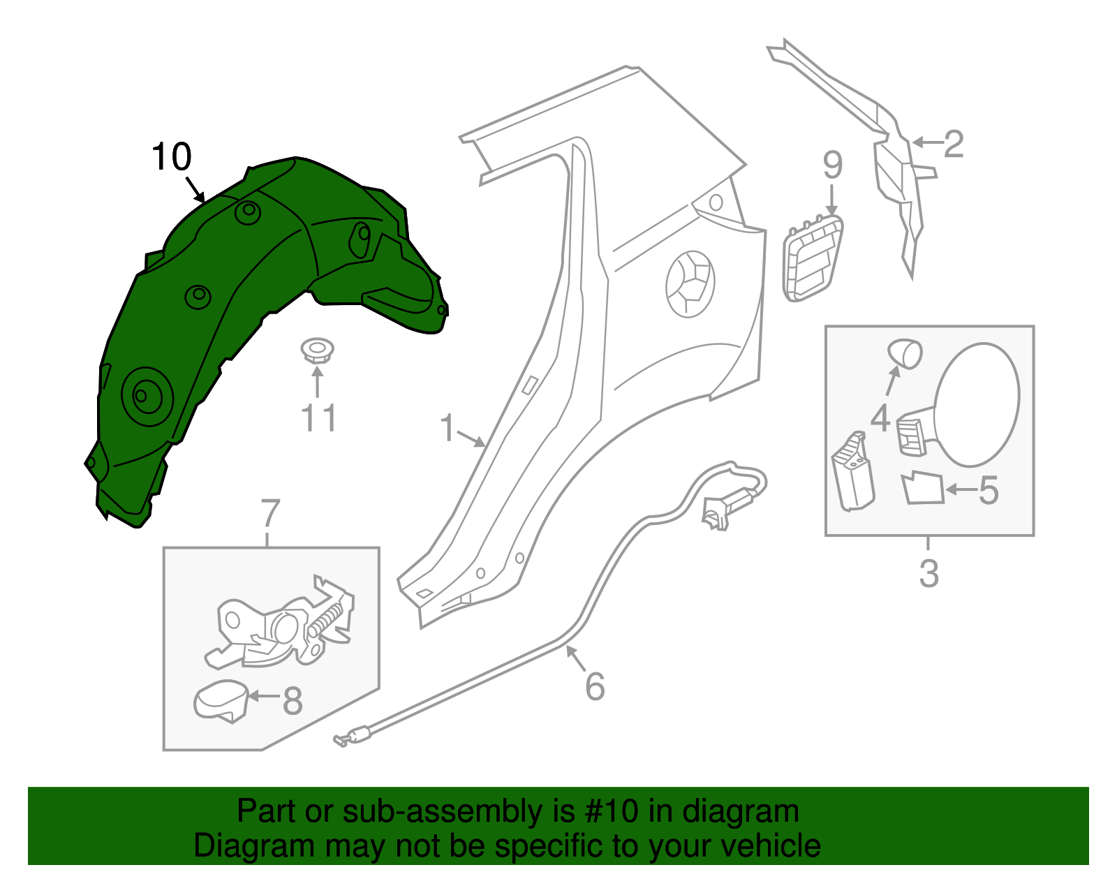 2011-2013 Kia Sportage | Splash Shield | 86821-3W000 | Kia Auto Parts