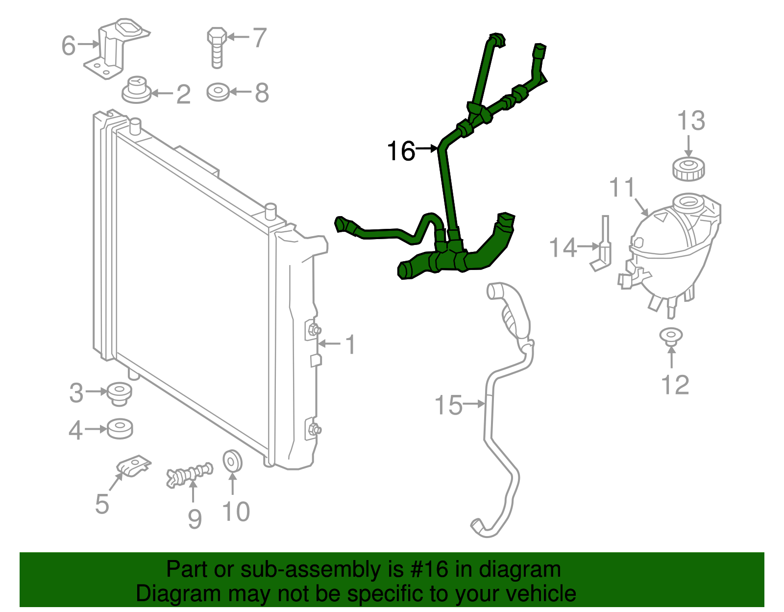 463-501-92-84 - Radiator Coolant Hose 2013-2018 Mercedes-Benz G 63 AMG ...