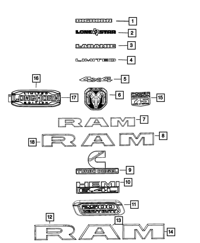 2021 Ram 2500 C Pillar Nameplate 68464716AB | My Mopar Parts
