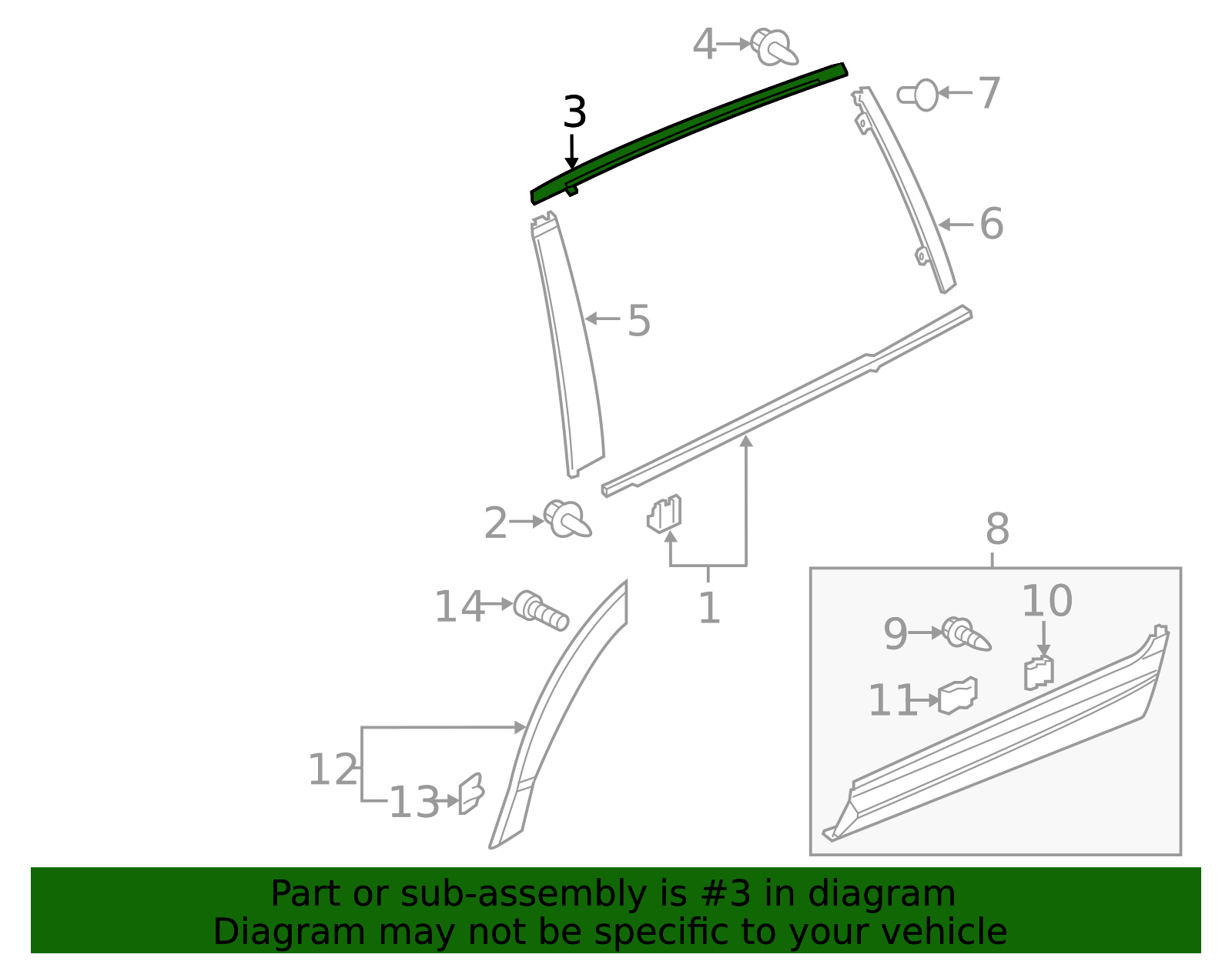72925-TG7-A11 - Molding Assembly R Rear Door Sash - 2019 2020 Honda ...