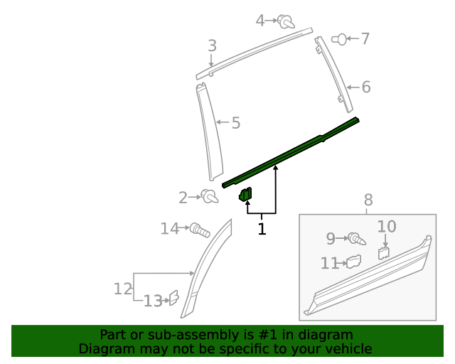 72910-TG7-A11 - Molding Assembly R Rear Door - 2019-2021 Honda | Honda ...