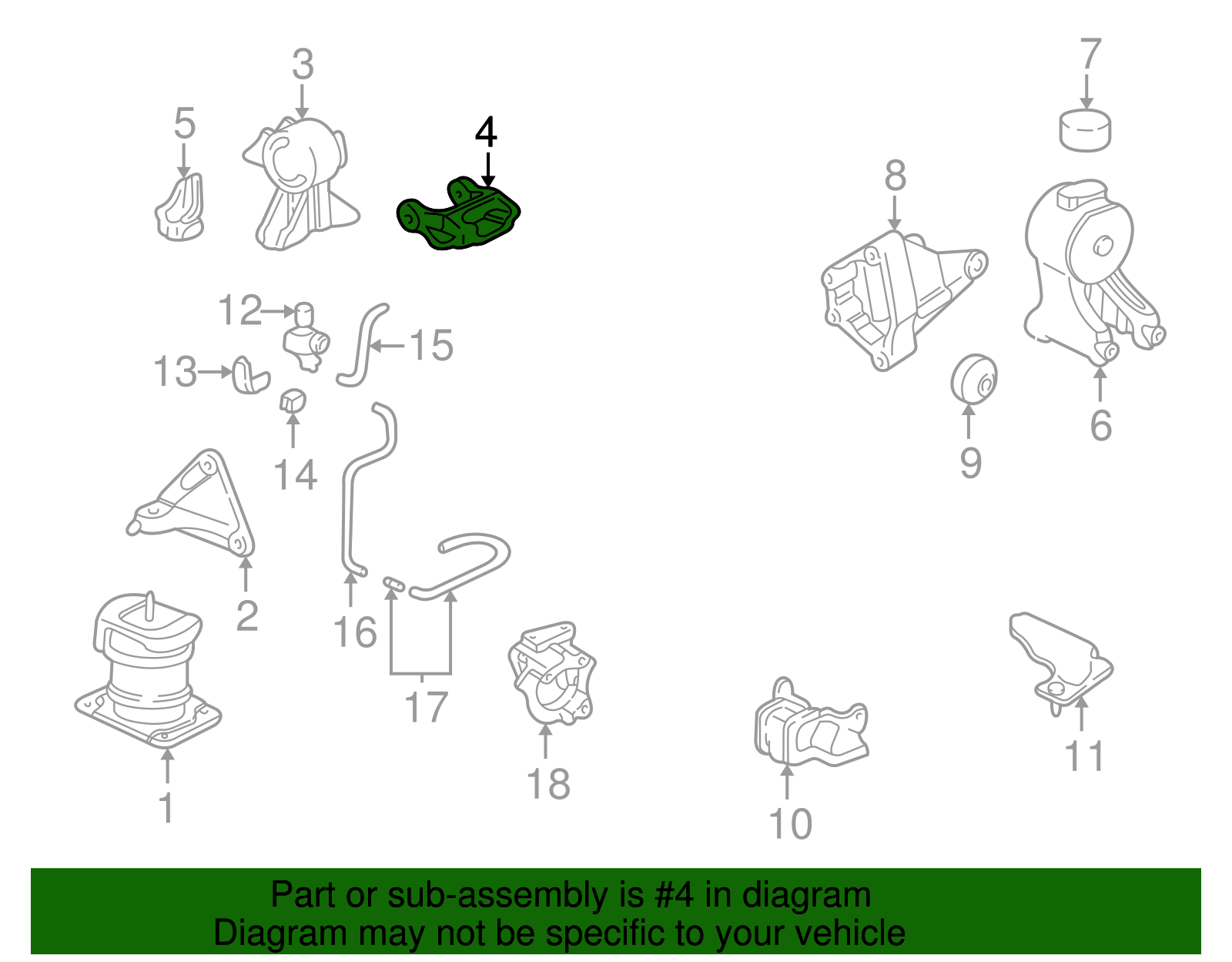 50824-S0X-A00 - 1998-2008 Honda - Bracket Side Engine Mounting | Honda ...