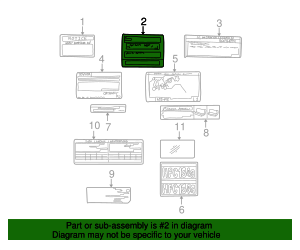1994-2004 Toyota Label 13564-10010 | Toyota Parts Center