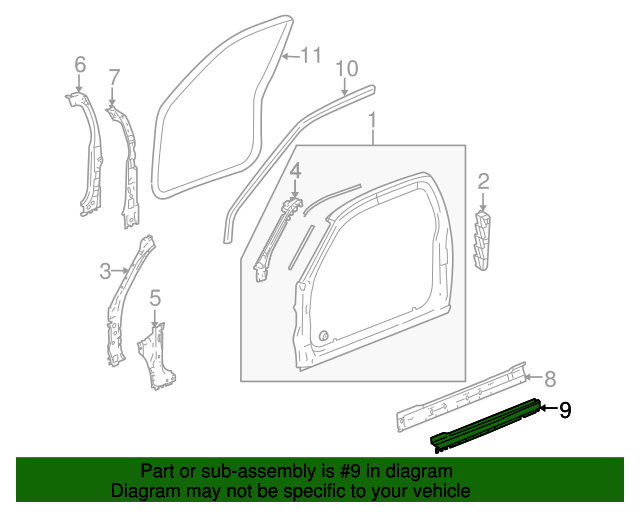 2006-2008 Isuzu Rocker Reinforced 8889806010 | Isuzu Parts Center