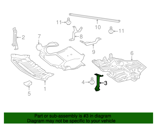 2008-2018 Mercedes-Benz Radiator Support Splash Shield Bracket 204-524 ...