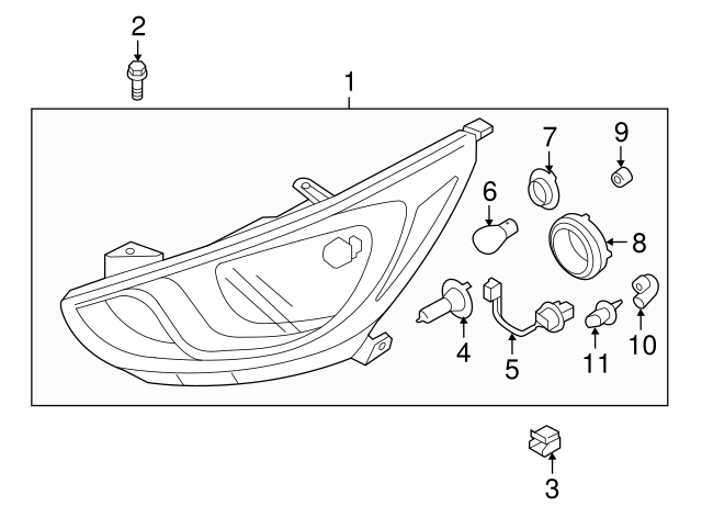 92102-1R010 - Headlamp Assembly - 2012-2014 Hyundai Accent | World OEM ...