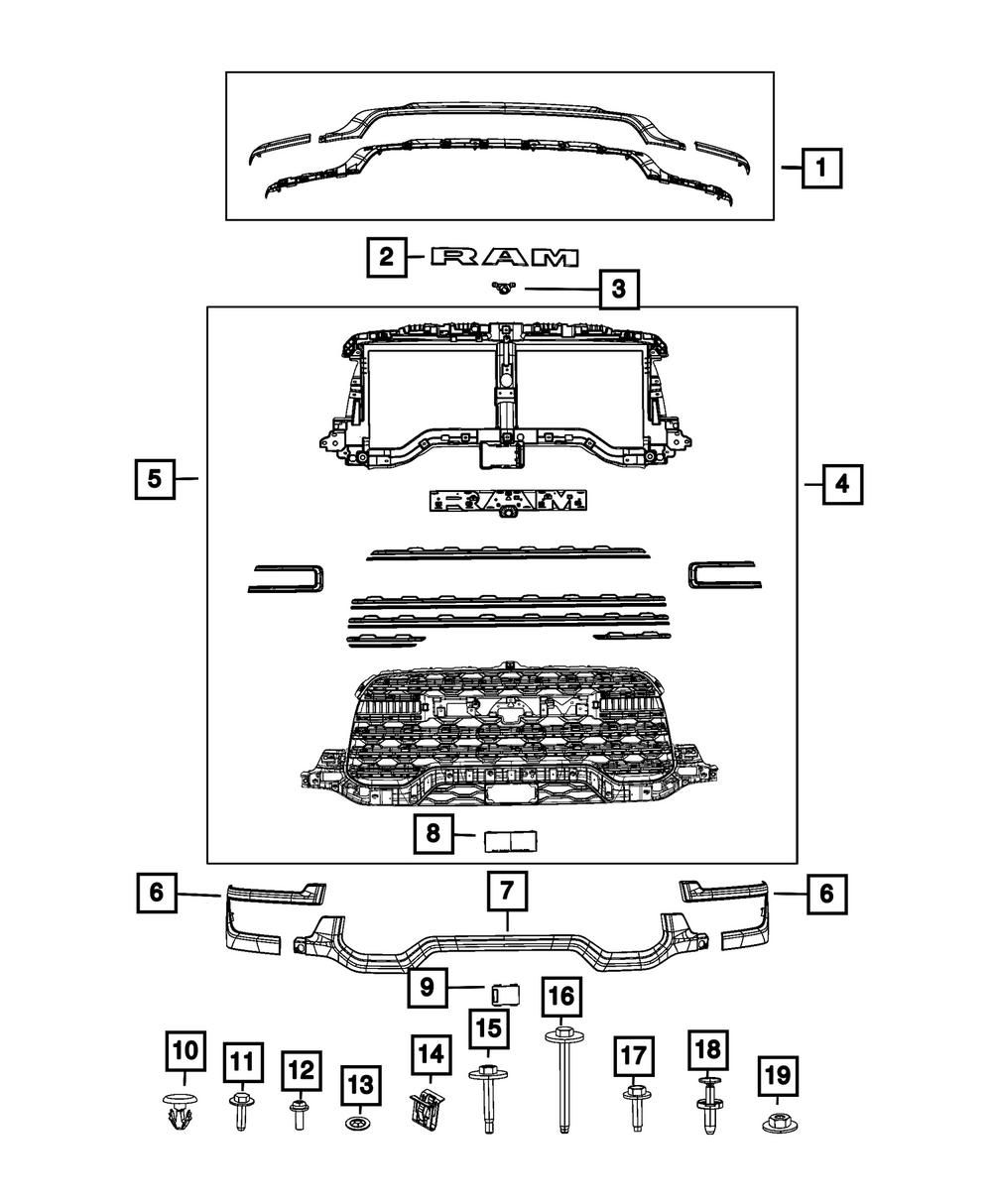 2025 Ram Radiator Grille 68719411AA | My Mopar Parts