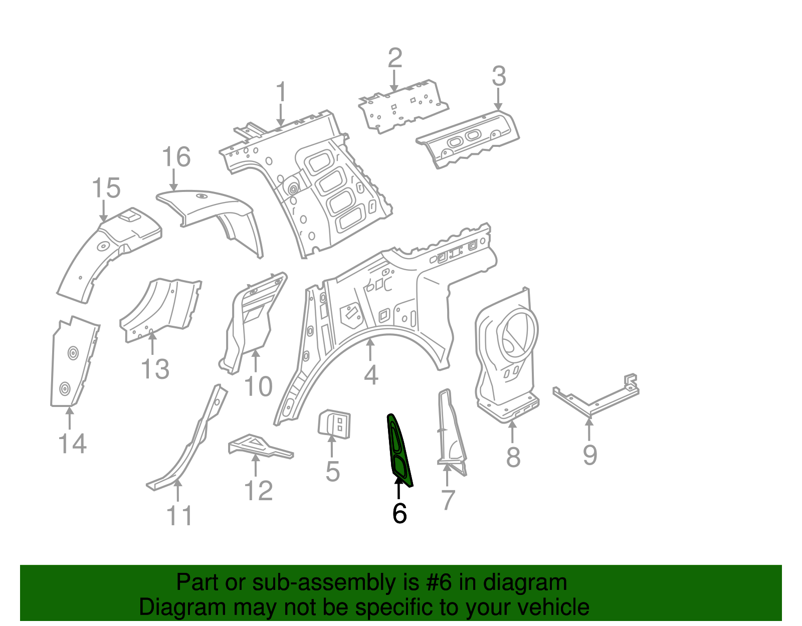 22786512 - Passenger Side Quarter Inner Panel Extension 2015-2020 GM ...