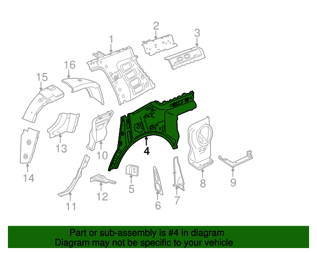 2015-2020 GM Driver Side Quarter Inner Panel 22958200 GM ...