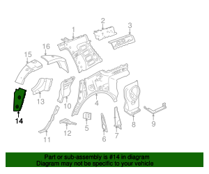 2015-2020 GM Passenger Side Rear Wheelhouse Panel Extension 22786549 GM ...