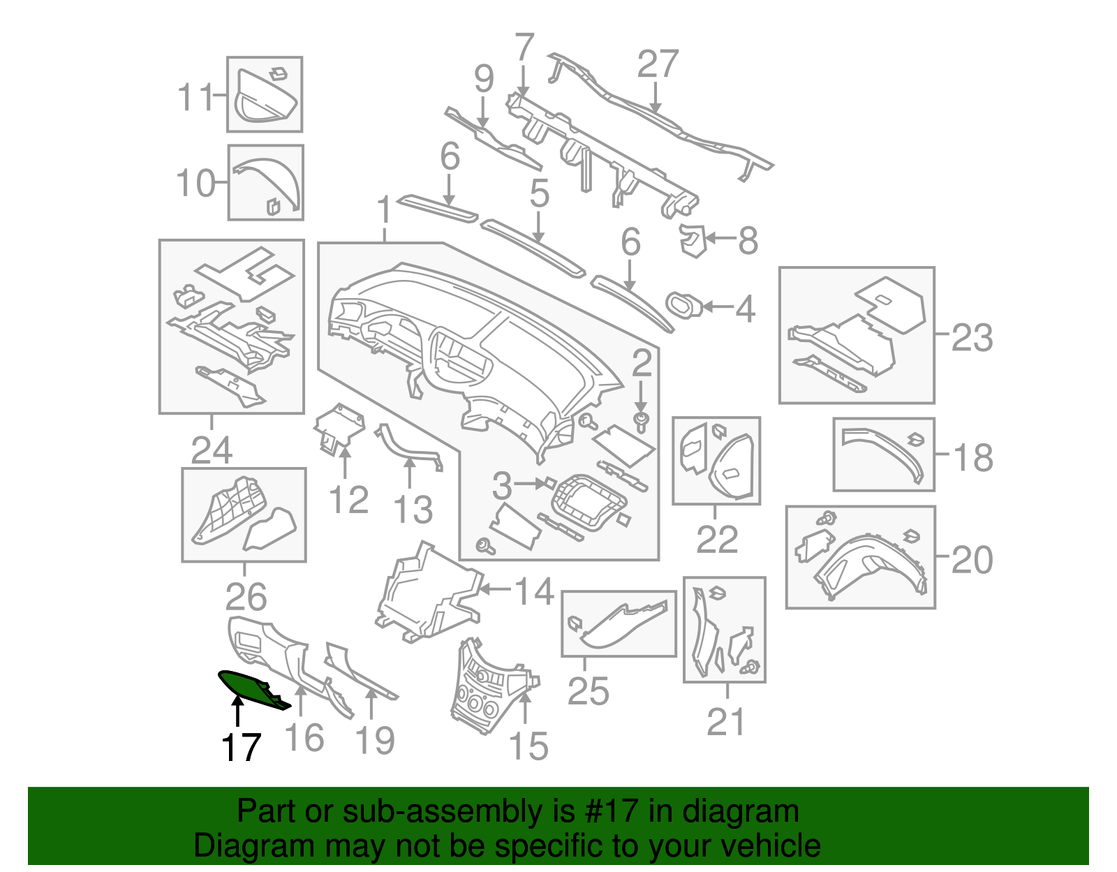 2007-2014 Subaru Fuse Box Cover 66135XA02AMV | Subaru Parts Plus