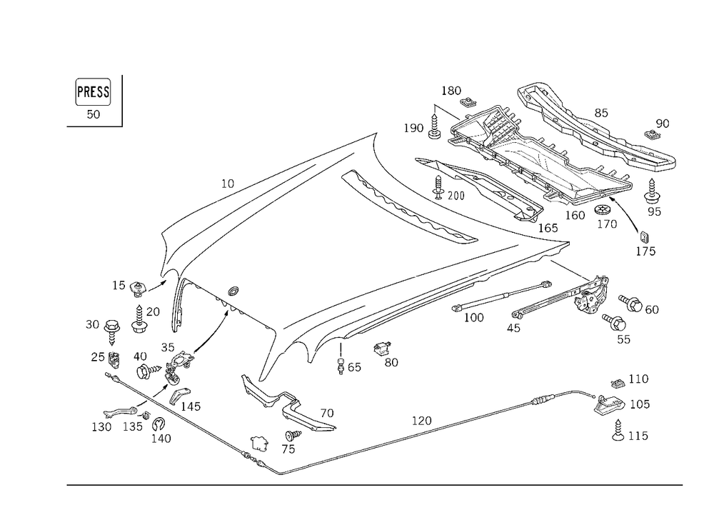 Engine Hood - Part #210-880-09-57-28 | Mercedes Parts Center